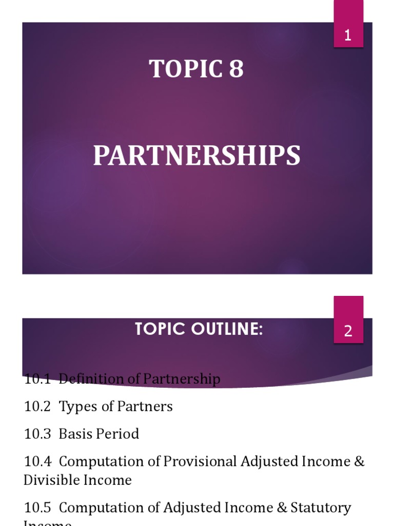 Partnership Income Tax Guide | PDF | Partnership | Expense