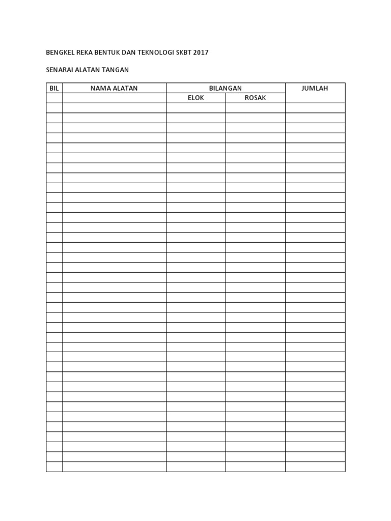 Stok Bengkel RBT 2017 | PDF