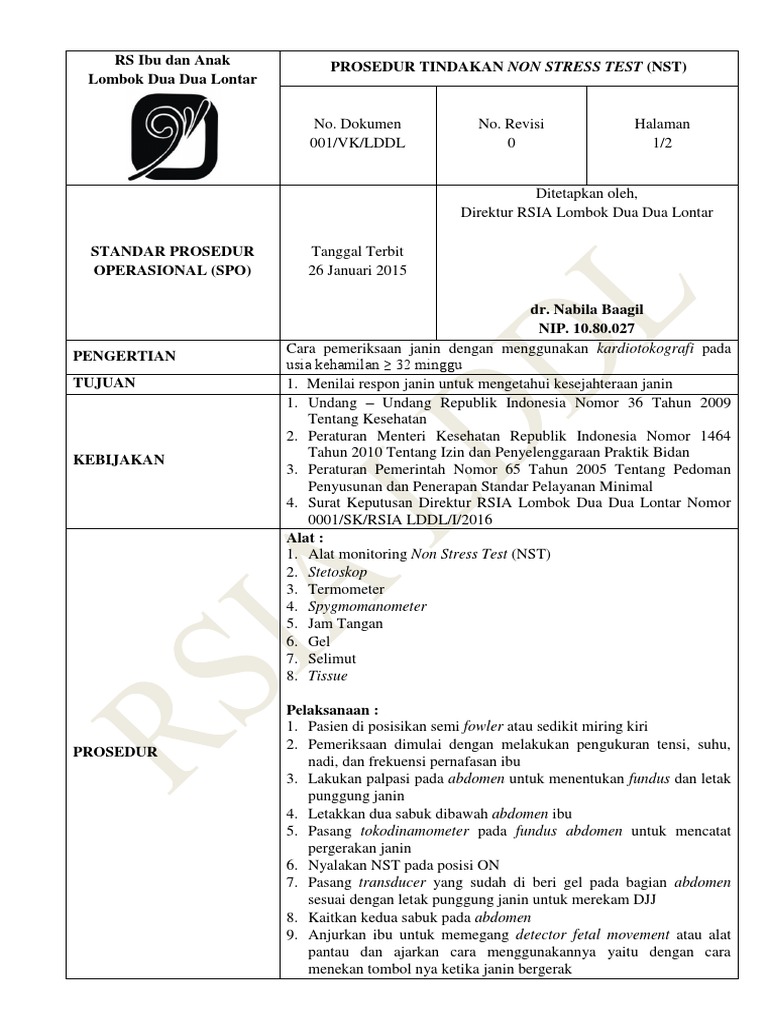 Prosedur Tindakan NST | PDF