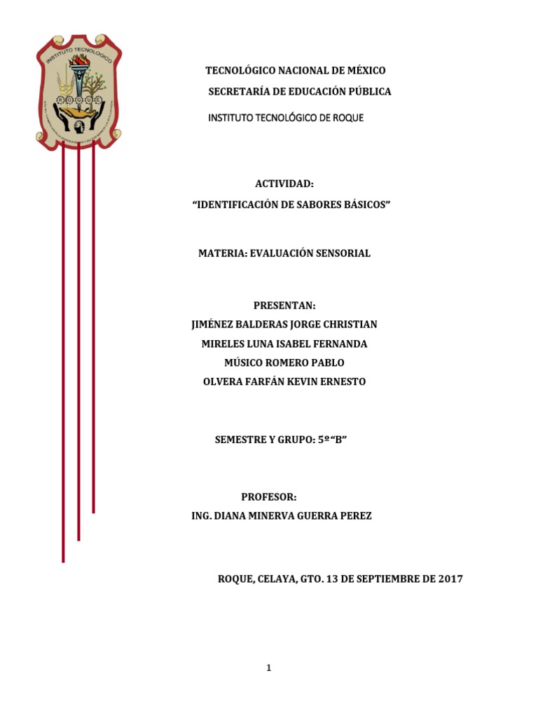 Identificación de Sabores Básicos | Gusto | Sabor | Prueba gratuita de ...