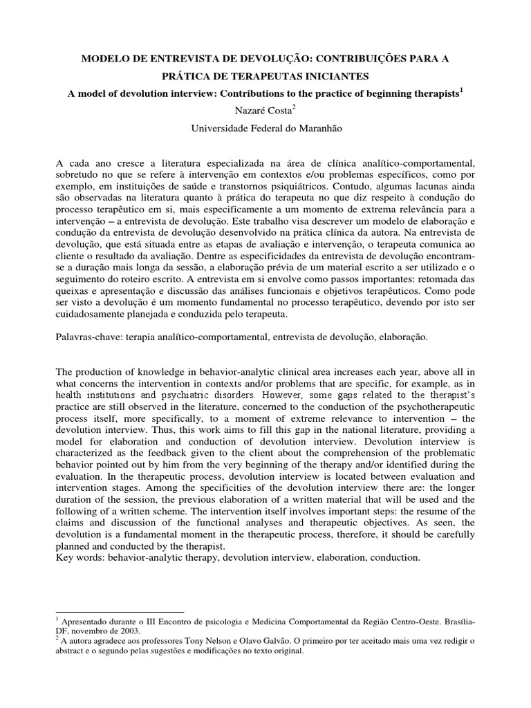 Texto - Entrevista Devolutiva | PDF | Empatia | Entrevista