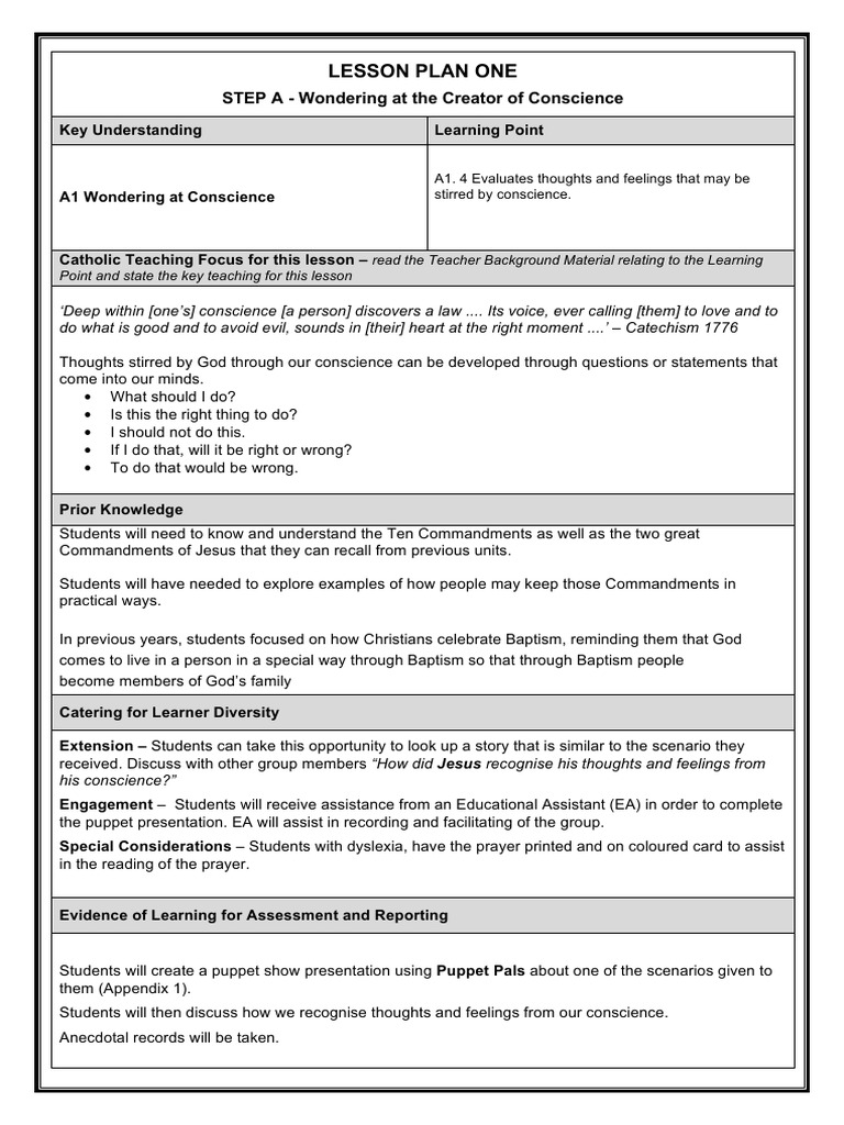 Step A - Baptism Final | PDF | Conscience | Lesson Plan