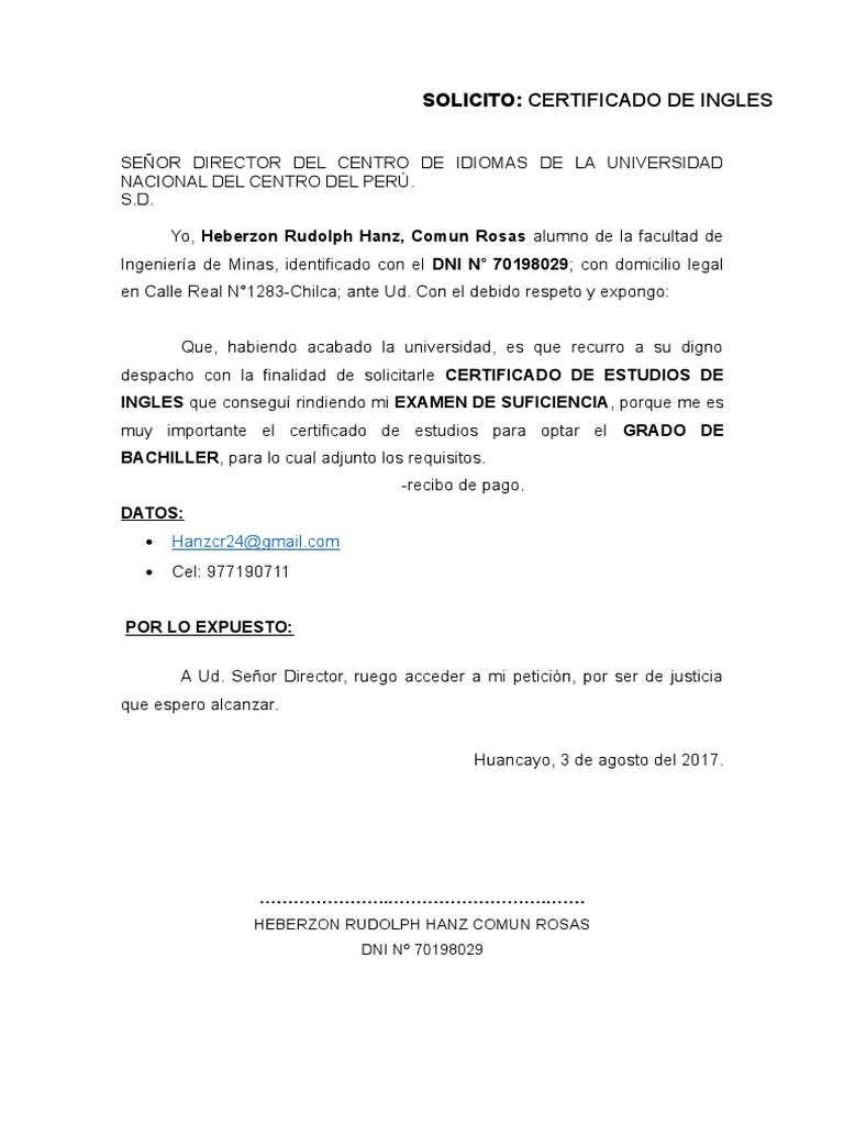 Formato Certificados de Ingles | PDF