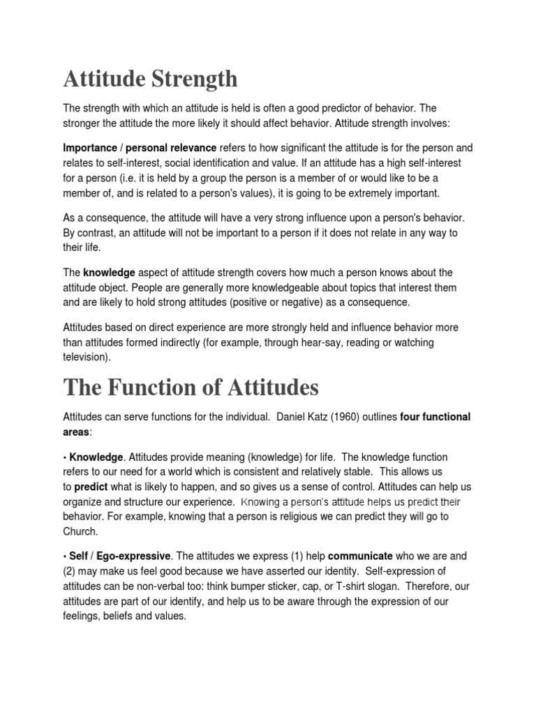 Attitude Strength | PDF | Attitude (Psychology) | Psychological Attitude