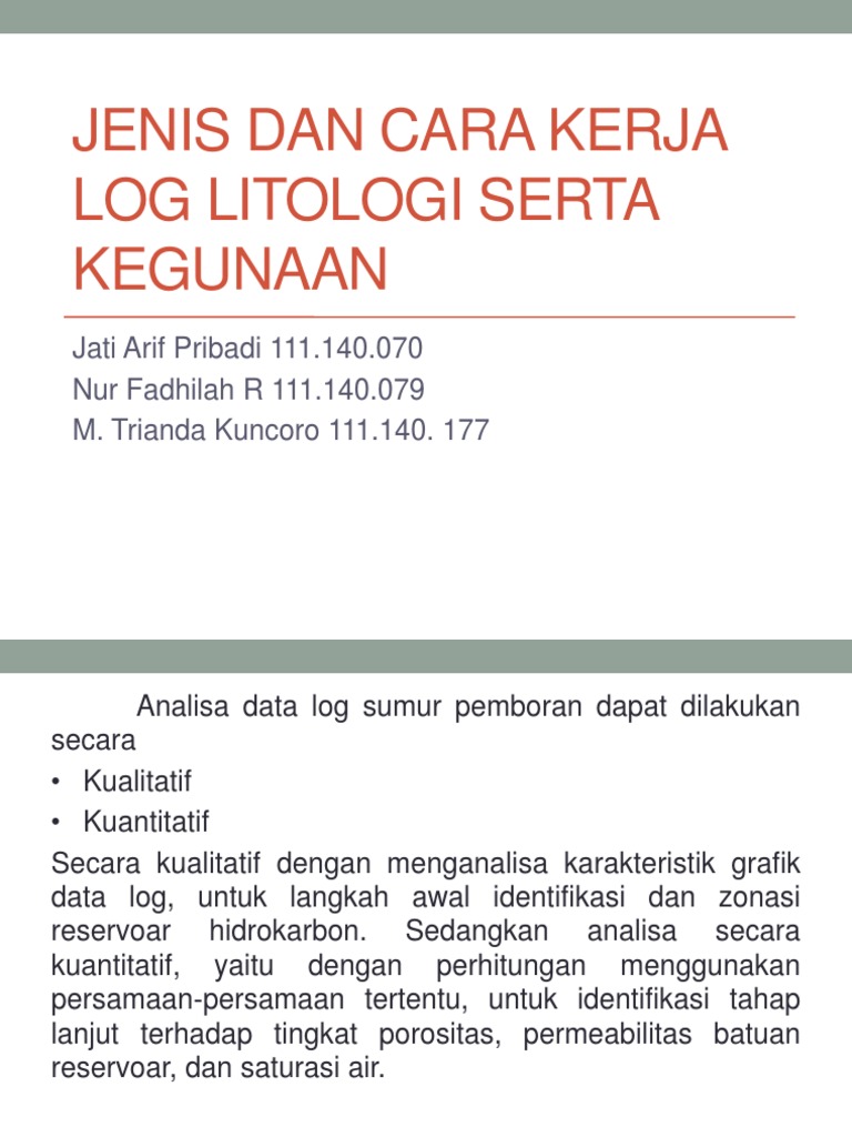 Jenis Dan Cara Kerja Log Litologi Serta Kegunaan | PDF