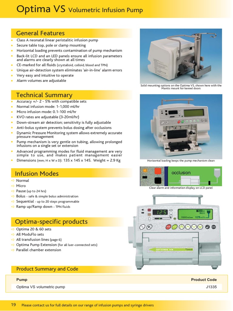 Infus Pump - OptimaVS | PDF