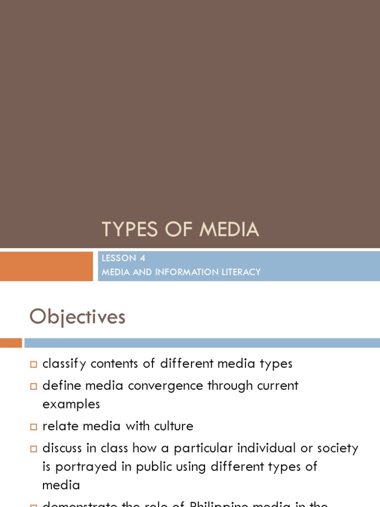 Types of Media | PDF | Technological Convergence | Mass Media