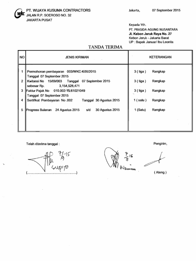 Tanda Terima Kwitansi Termin Ke. 2 | PDF