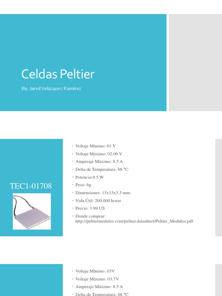 Celdas Peltier | PDF | Ramas de la termodinámica | Termodinámica