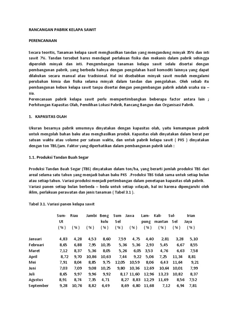 Rancangan Pabrik Kelapa Sawit | PDF