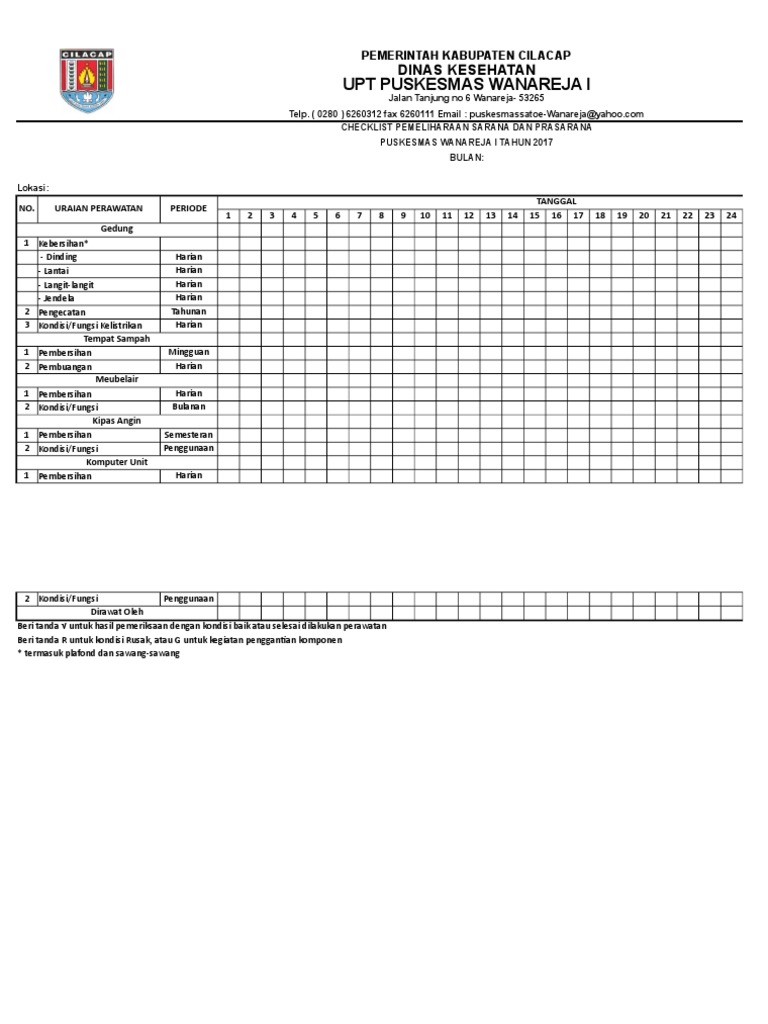 Checklist Pemeliharaan Sarana Dan Prasarana | PDF