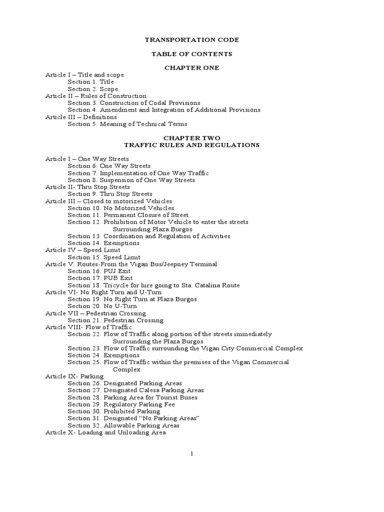 Transportation Code Chapter One | PDF | Traffic | Truck