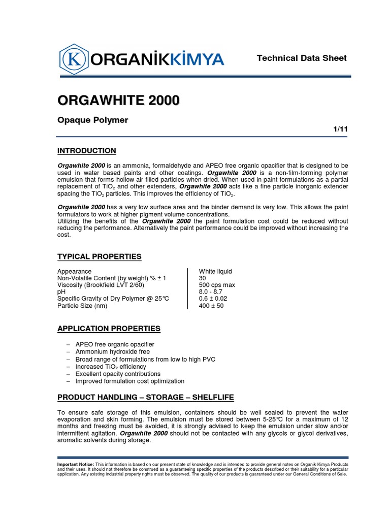 Orgawhite 2000 PDF | PDF | Titanium Dioxide | Paint