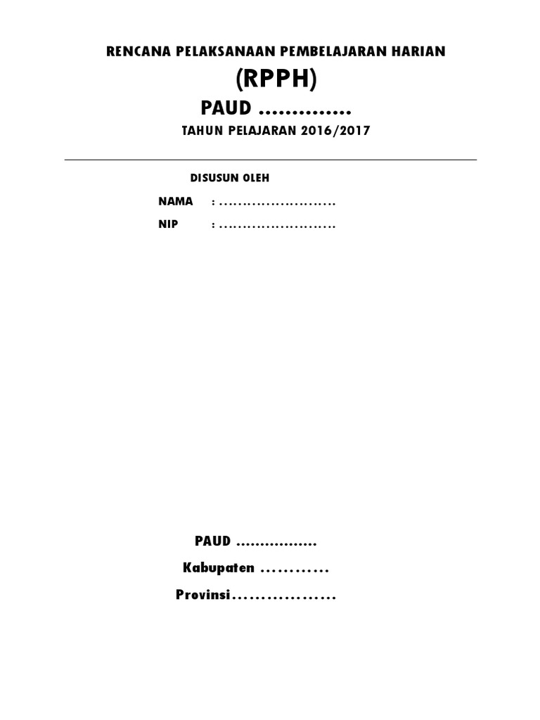 RPPH PAUD Tema Diri Sendiri | PDF
