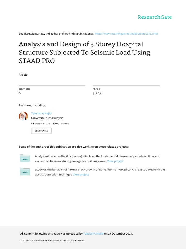 Analysis and Design of 3 Storey Hospital Structure | Download Free PDF ...