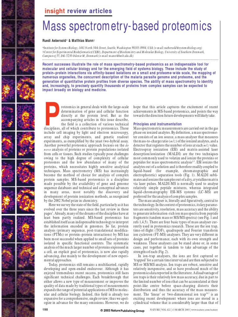 Mass Spectrometry-Based Proteomics PDF | PDF | Mass Spectrometry | Proteomics