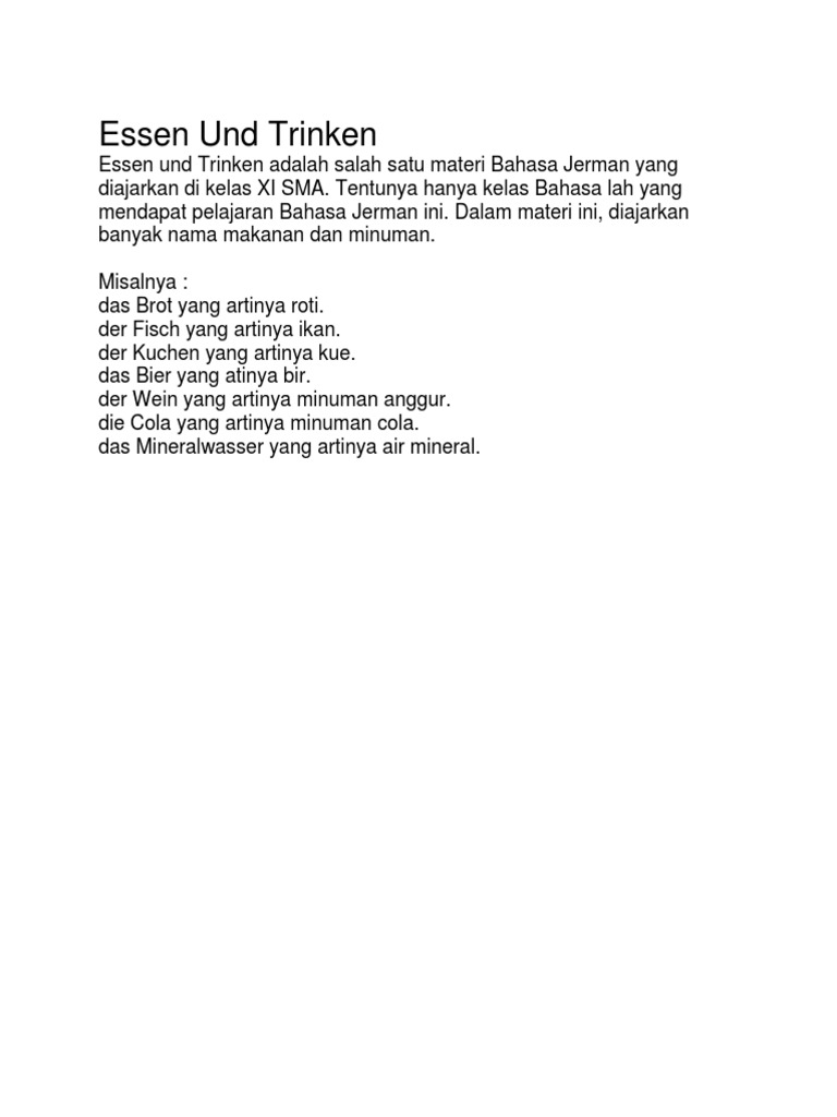 Essen Und Trinken | PDF