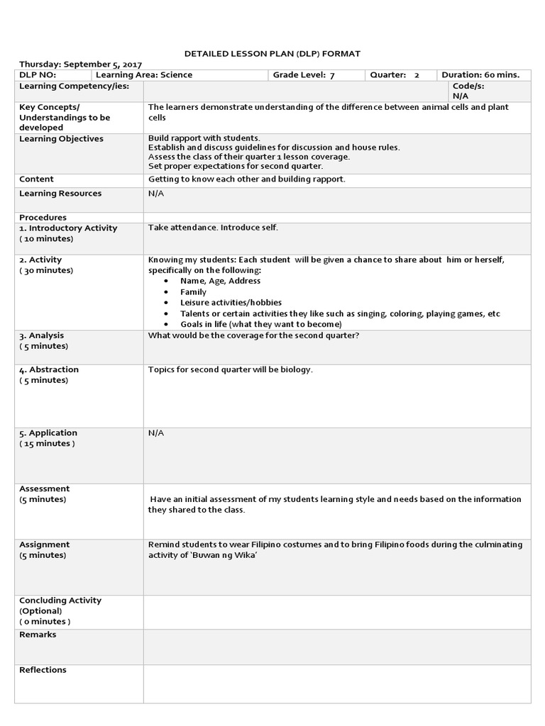 DLP Science Grade 7 - Sept 5 | Download Free PDF | Lesson Plan ...