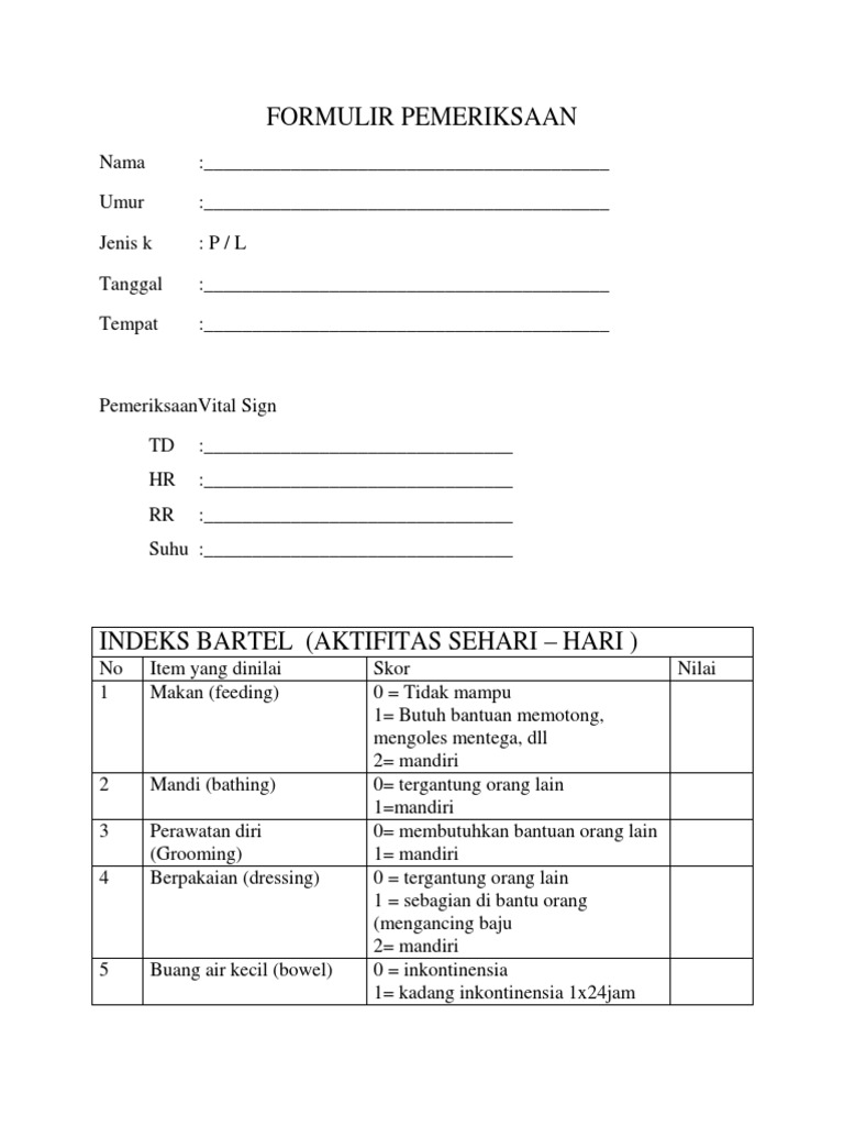 Formulir Pemeriksaan Kesehatan Pasien | PDF