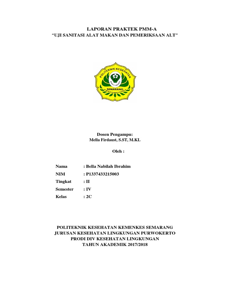 Uji Sanitasi Alat Makan Dan Pemeriksaan ALT | PDF | Kesehatan Holistik ...