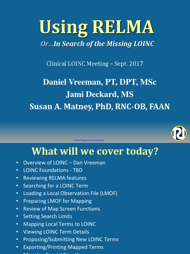 2017 09 26 - Clinical LOINC RELMA Workshop | PDF | Microsoft Access ...