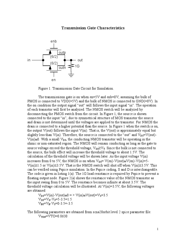 Transmission Gate | PDF | Mosfet | Semiconductors