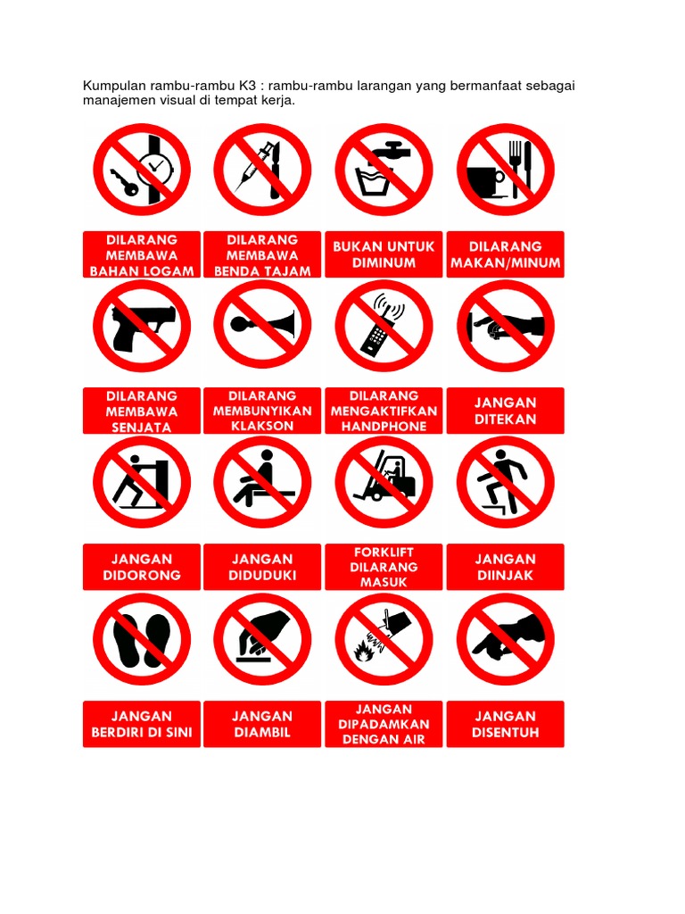Rambu Larangan K3 | PDF
