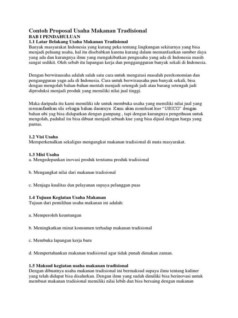 Contoh Proposal Kewirausahaan | PDF