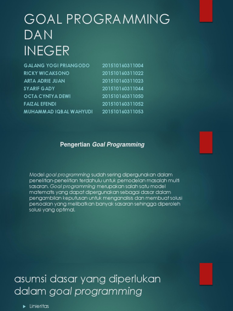 Goal Programming | PDF