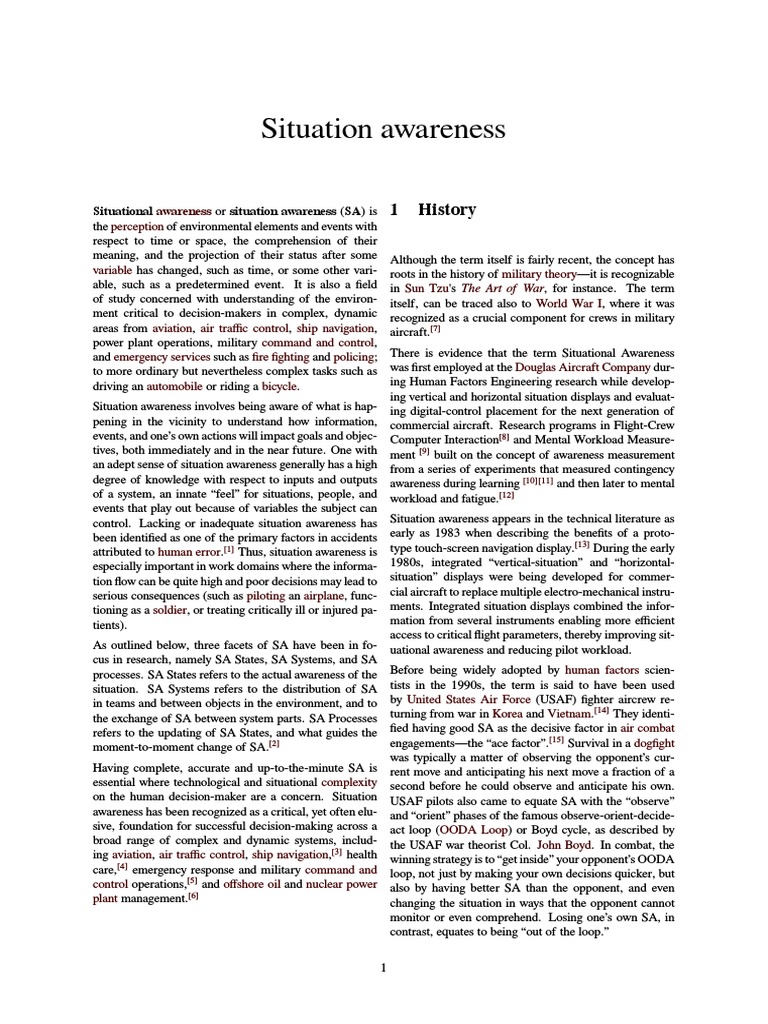 Situation Awareness | PDF | Situation Awareness | Neuroscience