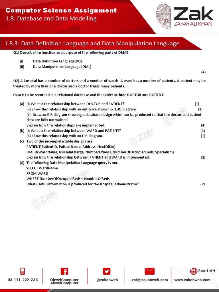 Assignment1 DDL and DML (As-Level) | PDF | Databases | Data Model