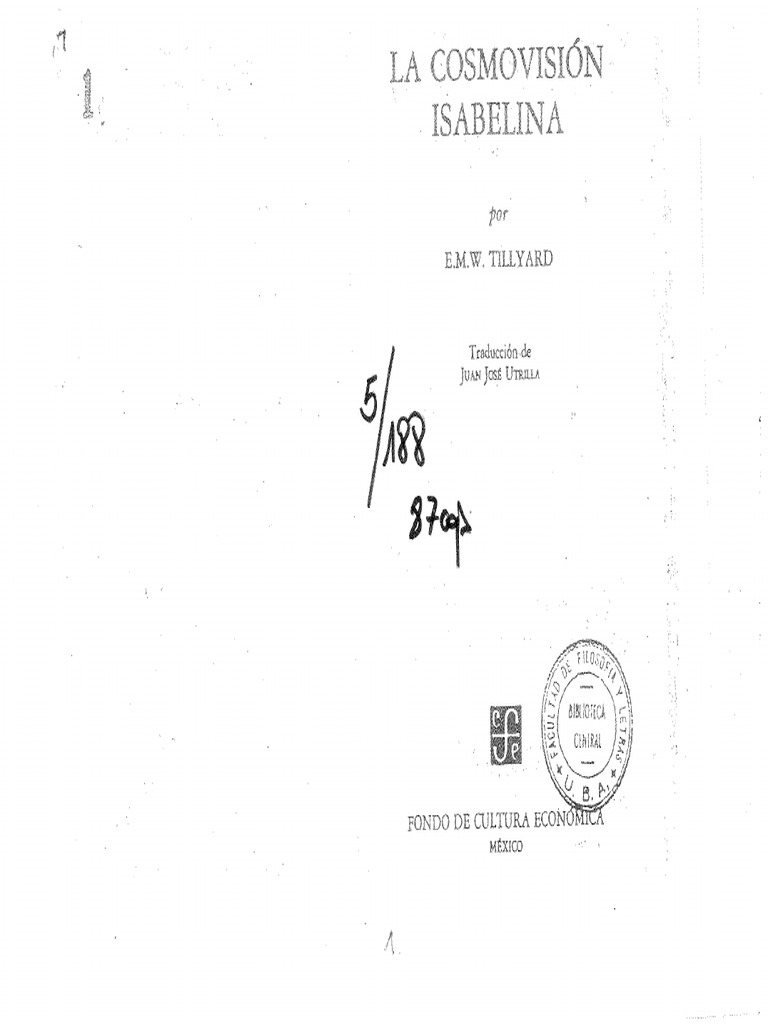 Tillyard - La Cosmovisión Isabelina PDF | PDF