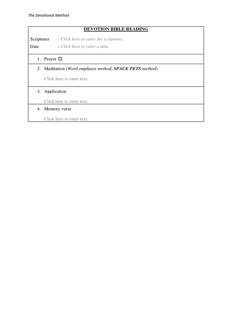 Devotion Bible Reading Template | PDF
