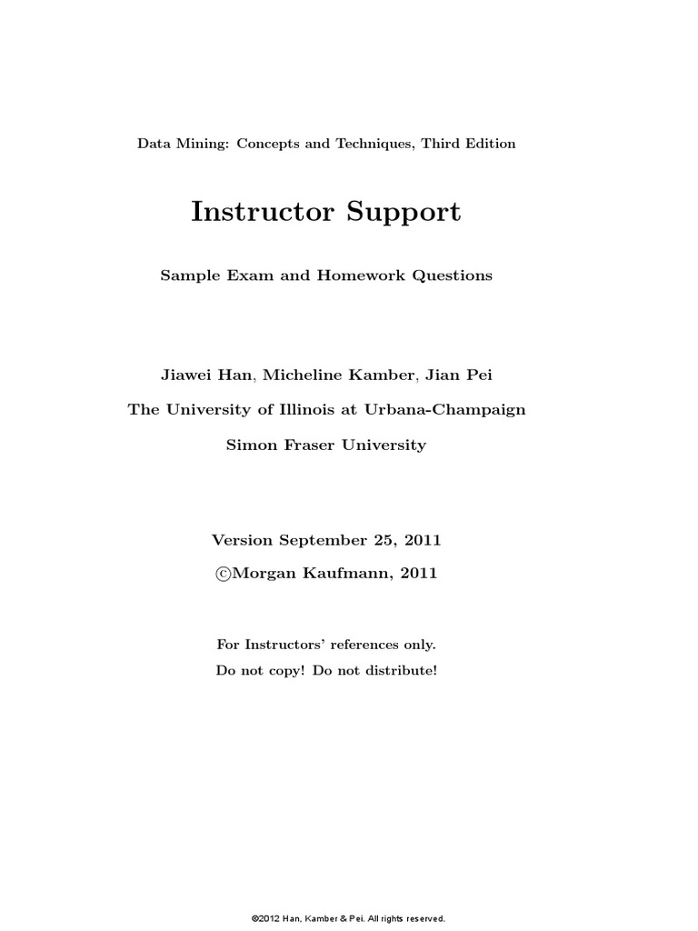 Instructor Support Pdf Support Vector Machine Cluster Analysis