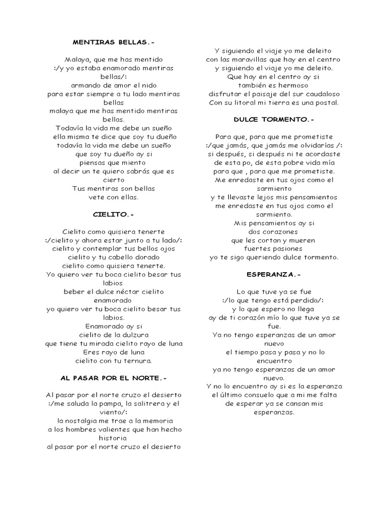 Cancionero de Folklore | PDF | Amor | Plantas