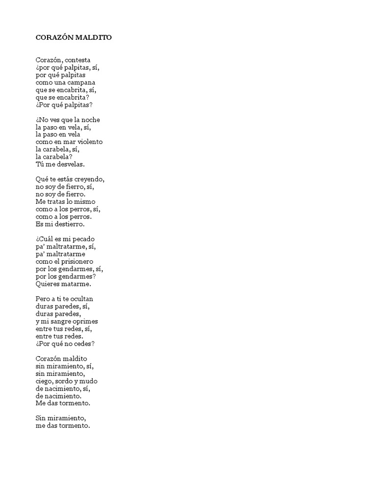 Poema: Corazón Maldito en Español e Italiano | PDF