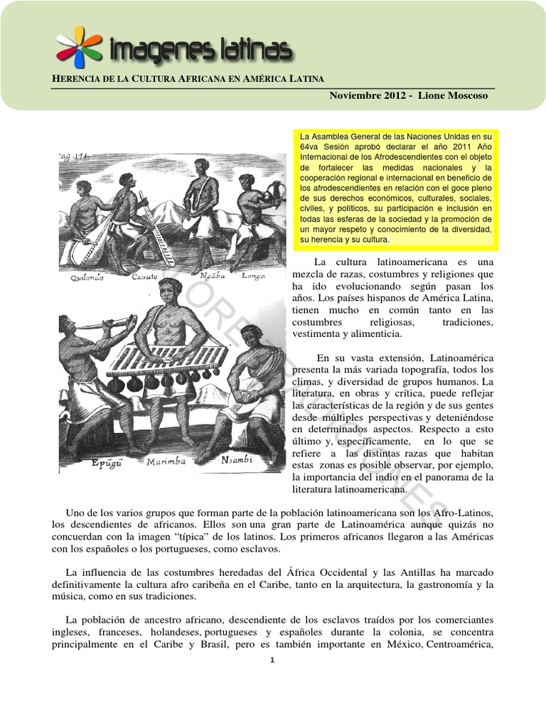 Aportes de la Cultura Africana en América | PDF | America latina | Raza ...