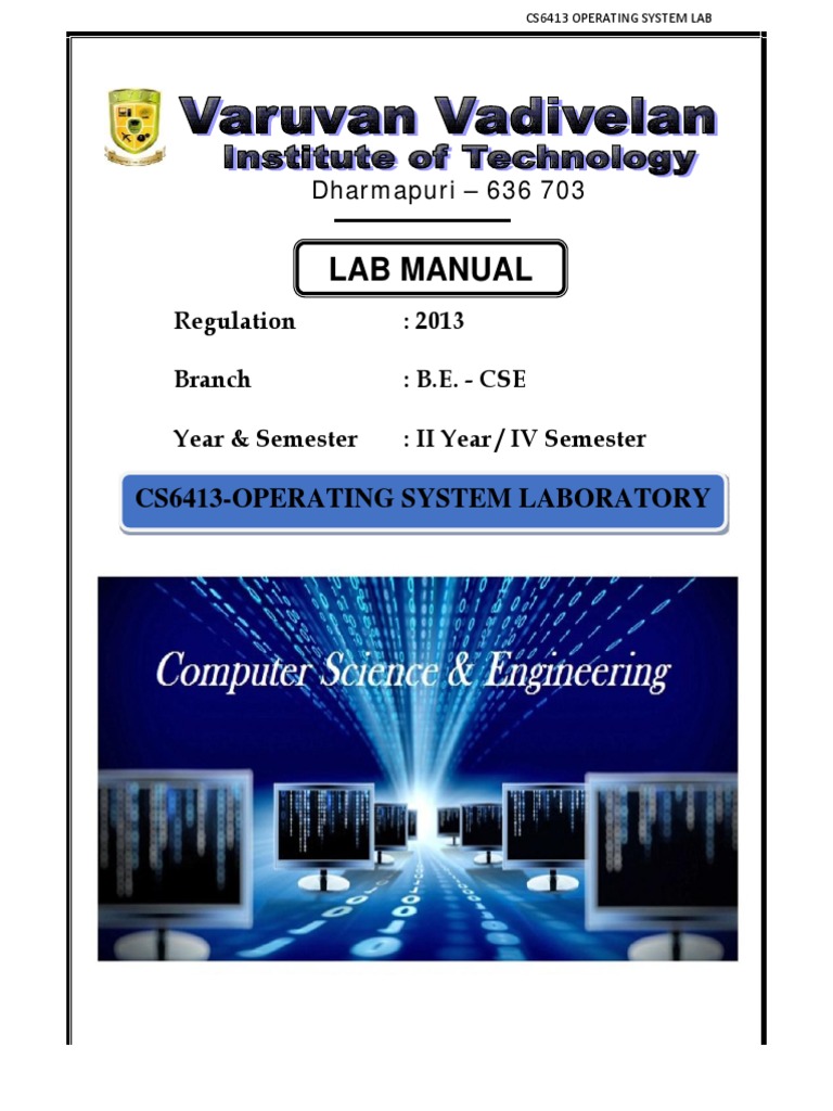 Cs6413 Operating Systems Laboratory | PDF | Scheduling (Computing) | Operating System