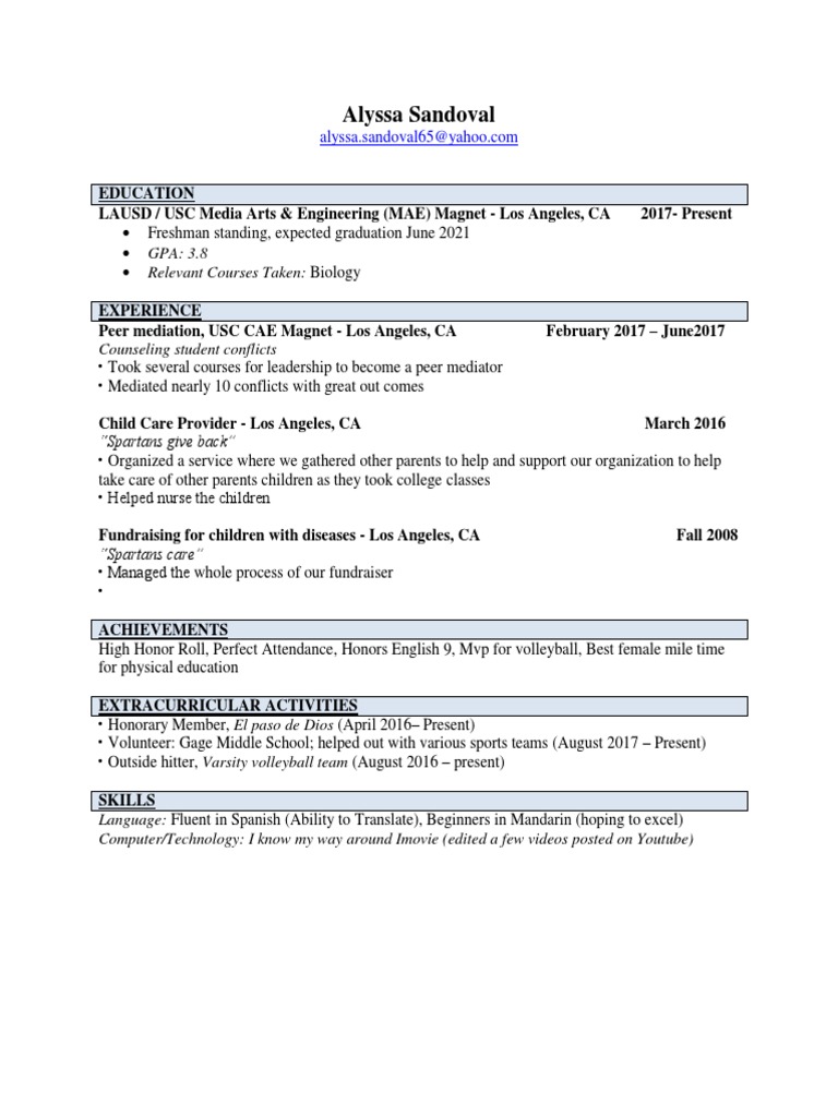 Alyssa Sandoval Resume | PDF