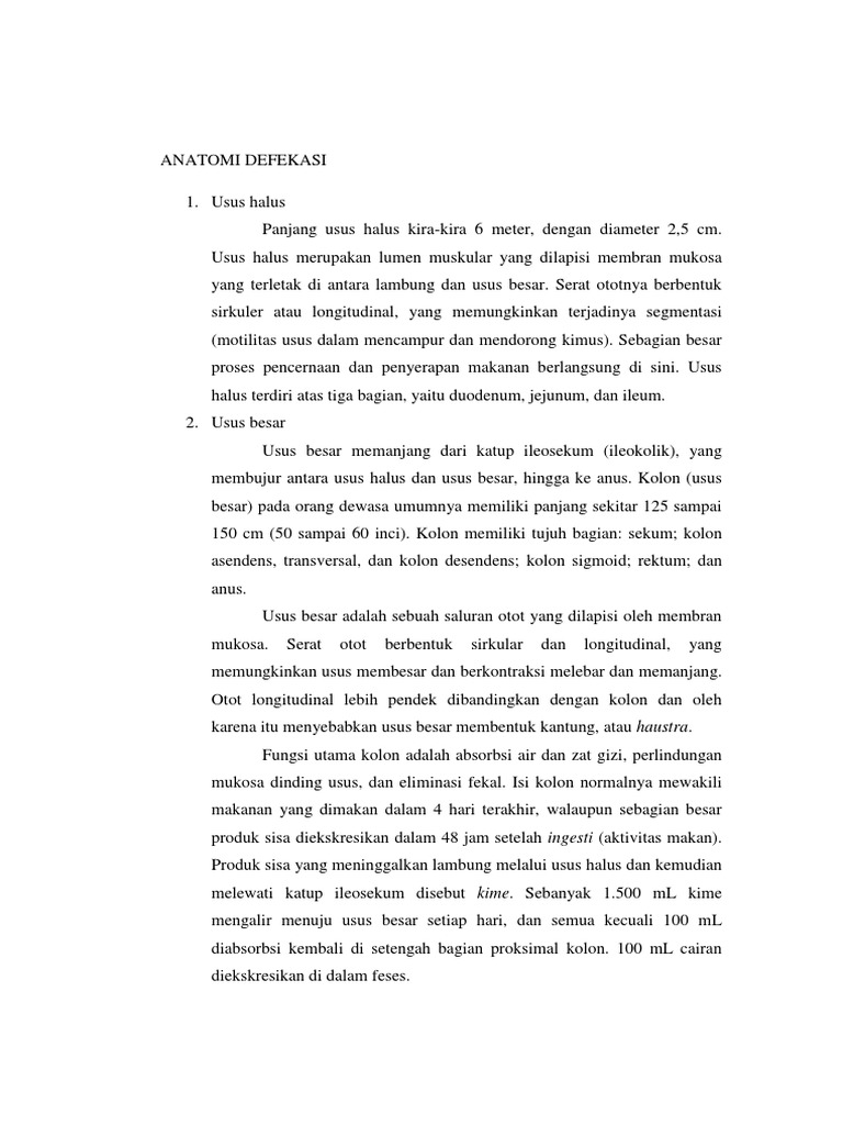 Fisiologi dan Proses Defekasi | PDF