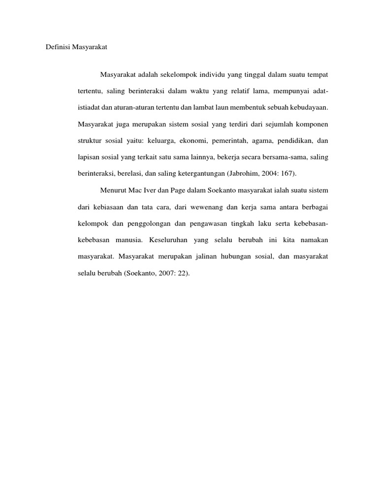 Definisi Masyarakat | PDF