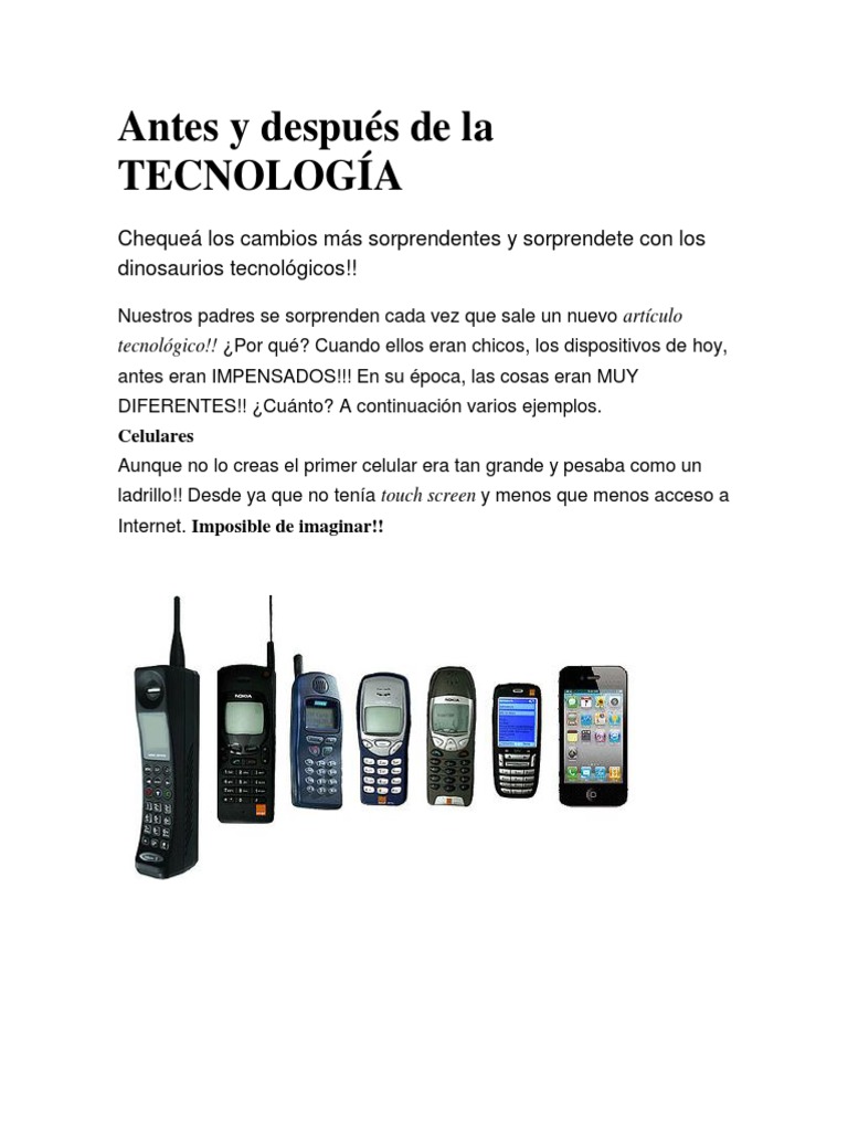 Antes y Después de La TECNOLOGÍA | PDF | Casete compacto | Tecnología ...