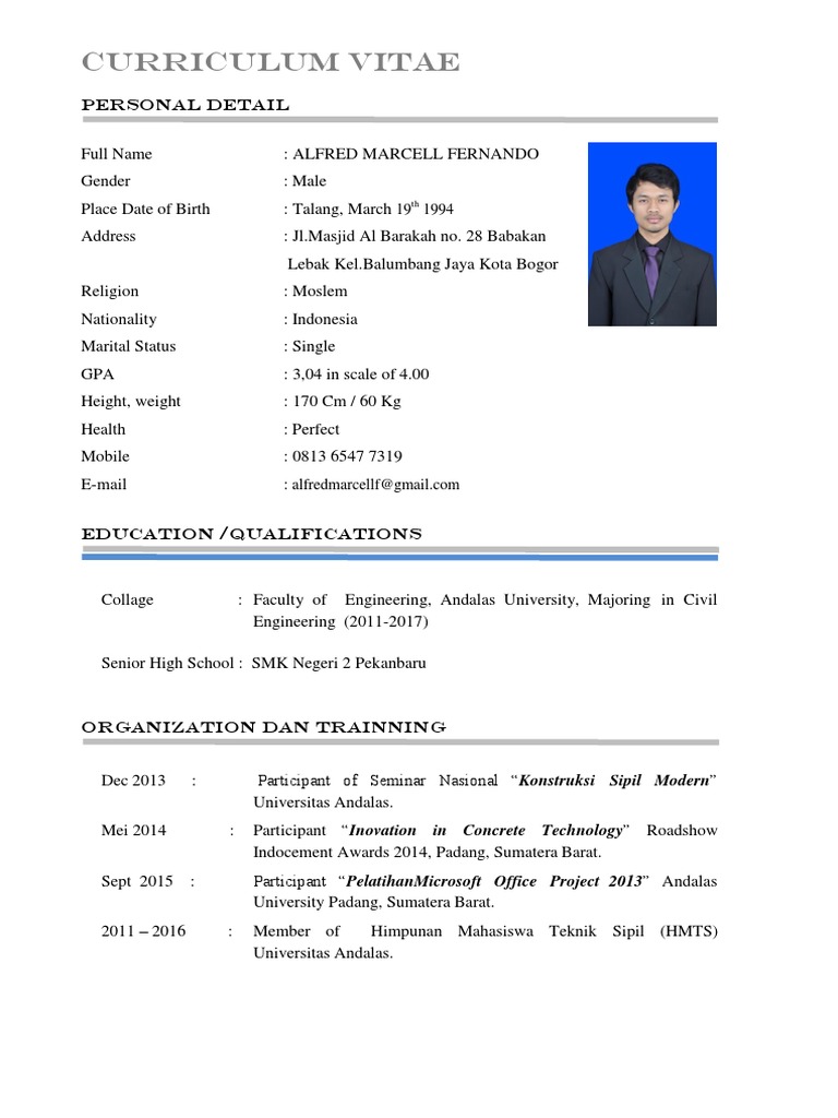 CV Alfred Marcell Fernando ST-1 | PDF | Engineering | Science