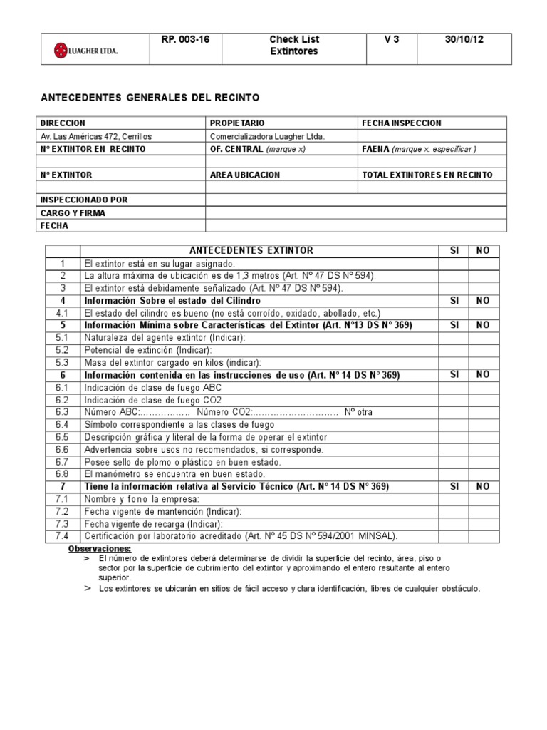 RP 003-16 Check List Extintores.doc | Protección contra incendios ...