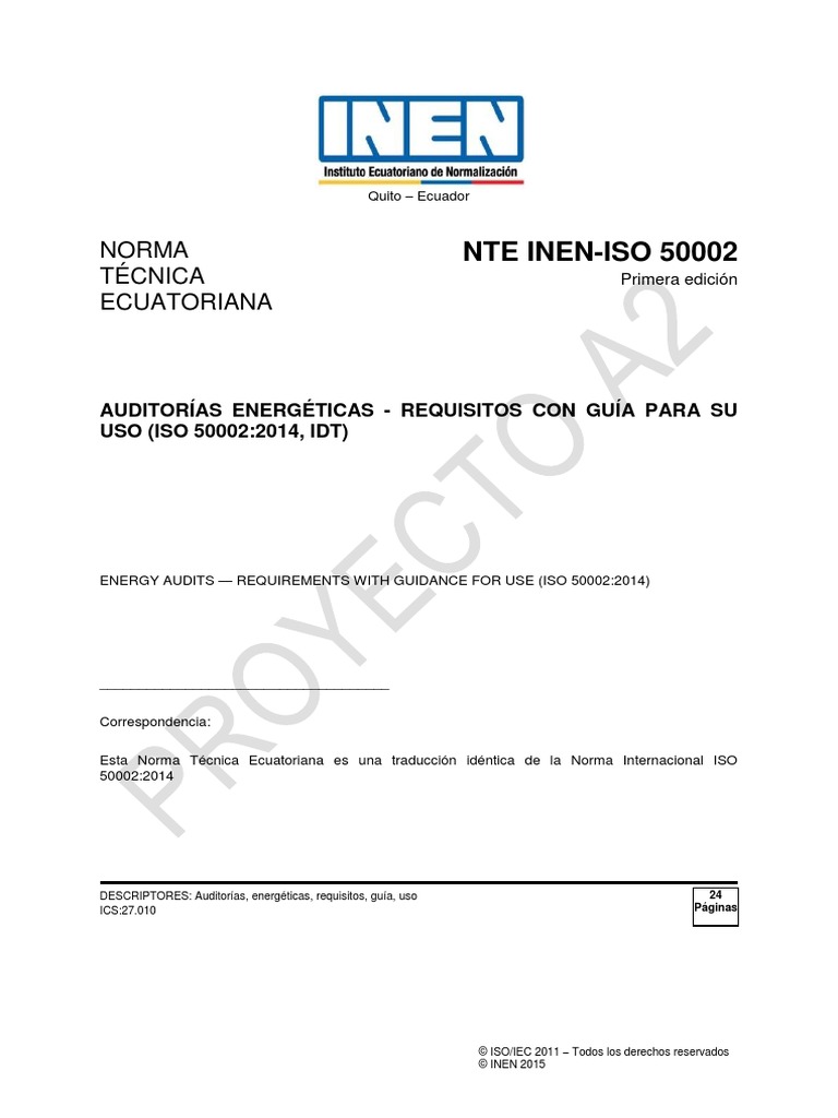 Nte Inen Iso 50002 | PDF | Organización internacional para la ...