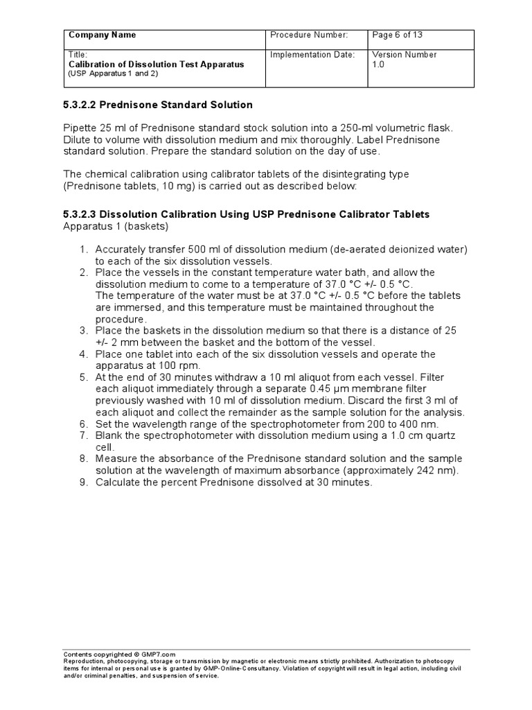 Calibration of Dissolution Test Apparatus | PDF | Spectrophotometry ...
