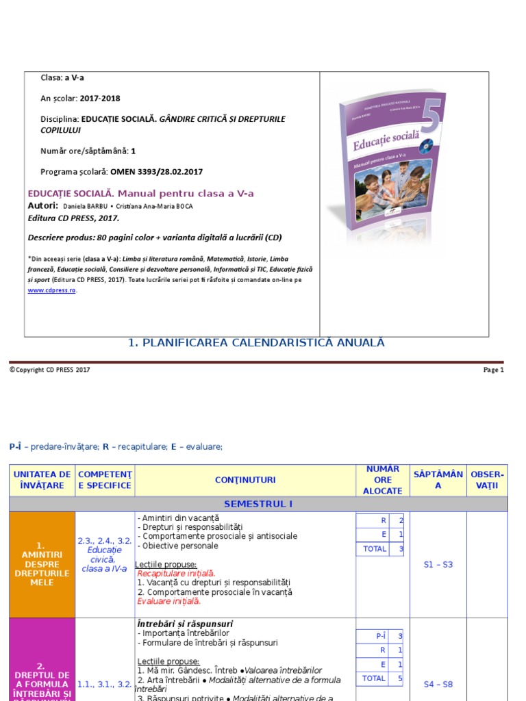 EDUCATIE SOCIALA 5 Planificare Si Proiectare