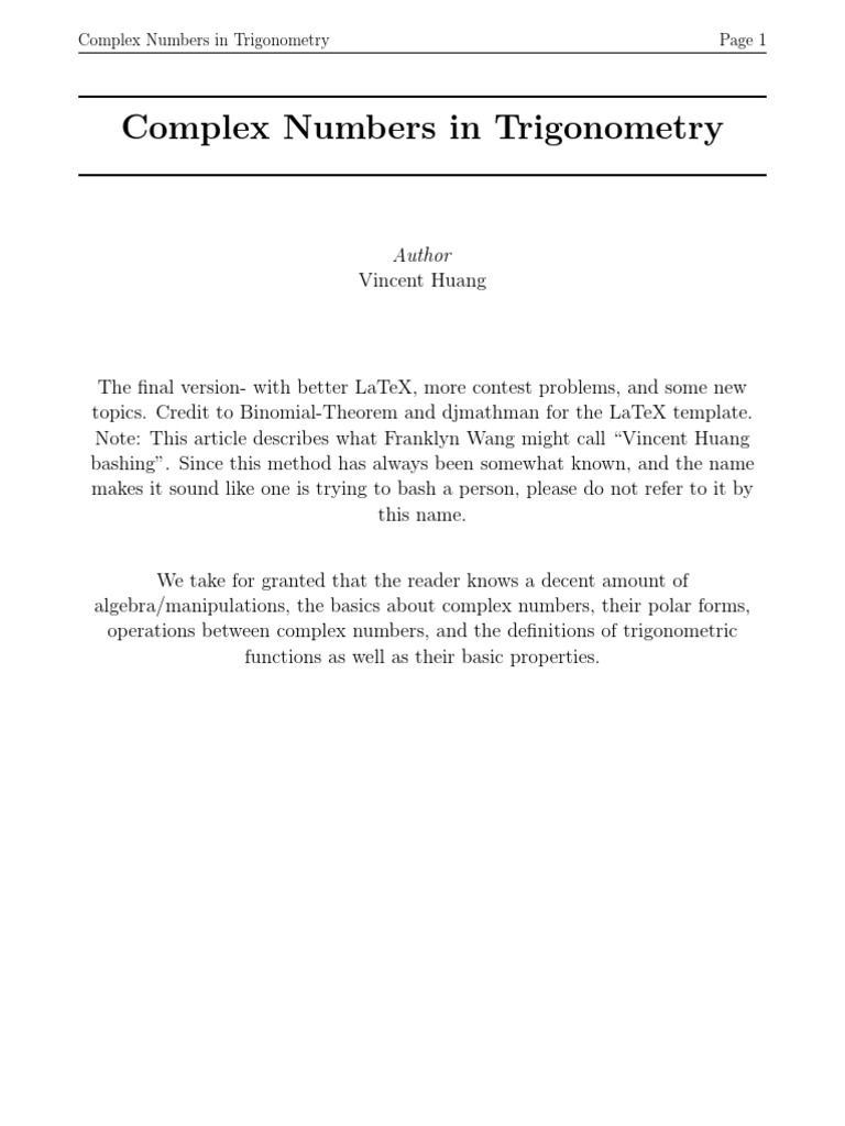 Representing Trigonometric Functions Using Complex Exponentials | PDF ...