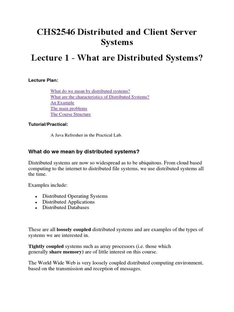 CHS2546 Distributed and Client Server Systems | PDF | Distributed Computing | Client–Server Model