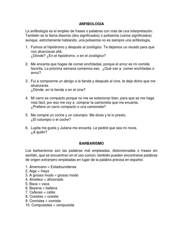 ANFIBOLOGÍA | PDF | Interpretación (filosofía) | Oración (Lingüística)